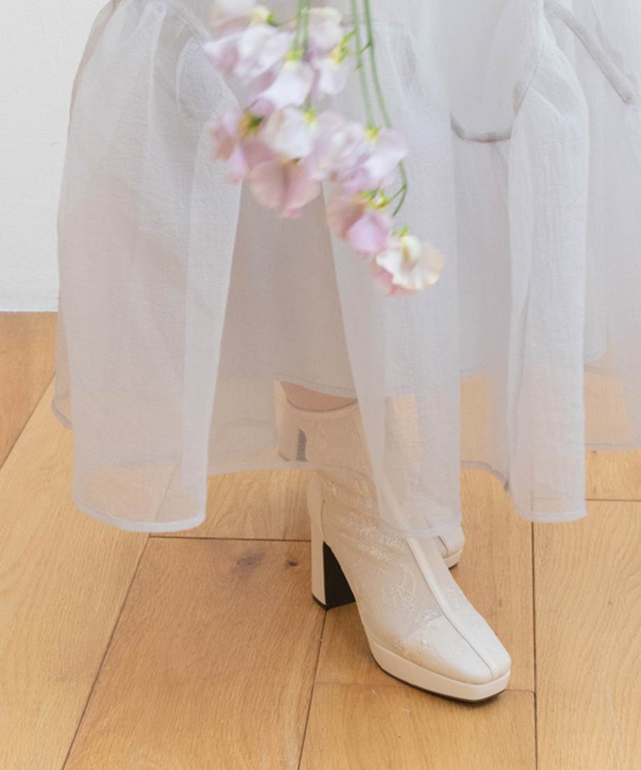 【Original Flower Collection】オリジナルフラワー刺繍プラットフォームシアーブーツRANDA公式サイト